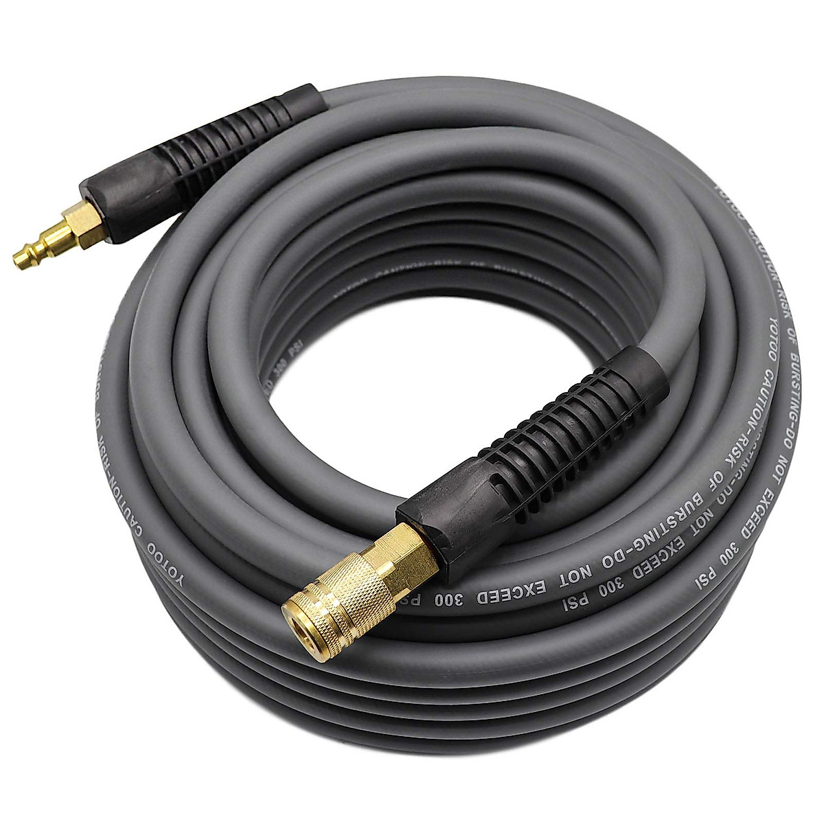 YOTOO Hybrid Air Hose 3/8-Inch by 50-Feet 300 PSI Heavy Duty, Lightweight, Kink Resistant, All-Weather Flexibility with 1/4-Inch Industrial Quick Coupler Fittings, Bend Restrictors, Gray