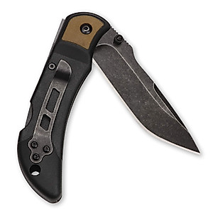 OUTDOOR EDGE 3.3" Brown Chasm - EDC Lockback Folding Pocket Knife with Non-Reflective Blackstone Coated Stainless Steel Blade and Pocket Clip