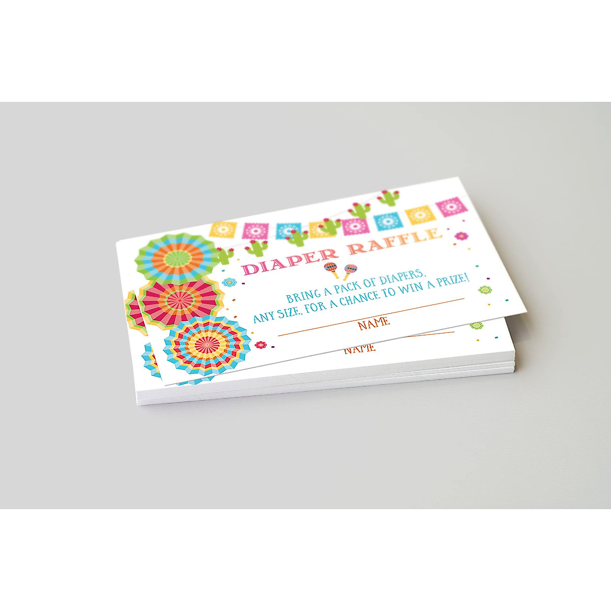 Your Main Event Prints Fiesta Mexican Baby Shower Diaper Raffle Card, Diaper Raffle Ticket, 50 Count