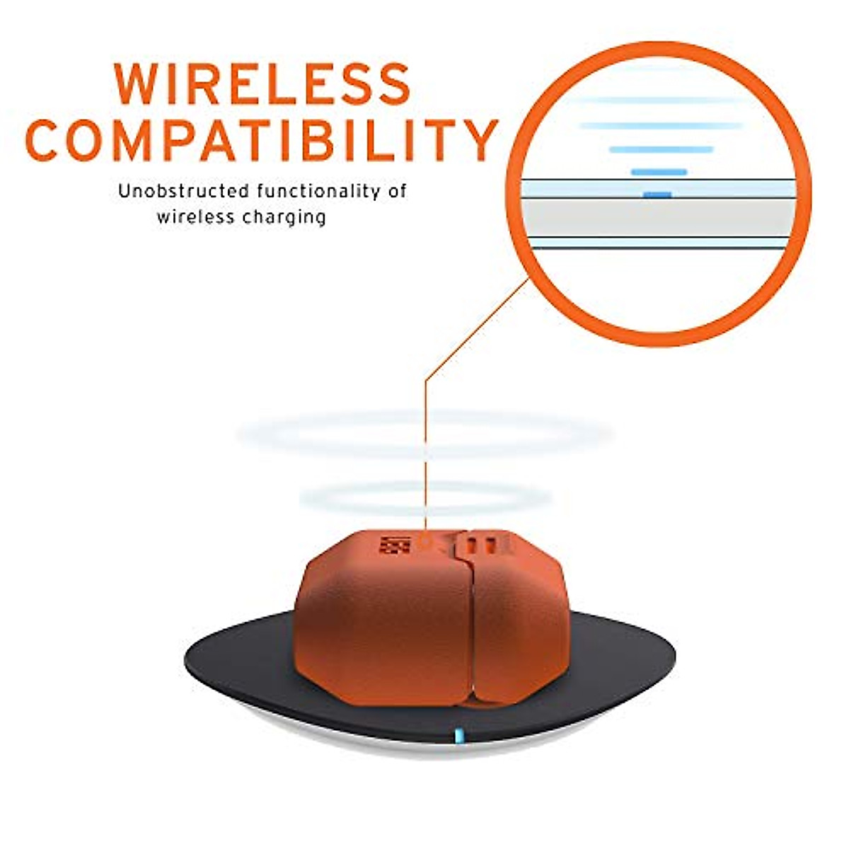 URBAN ARMOR GEAR UAG Compatible with AirPod Pro Case Full-Body Protective Soft-Touch Silicone Case with Detachable Carabiner, Standard Issue Silicone_001, Orange