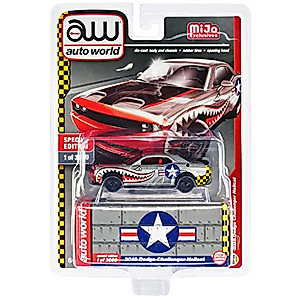 2019 Challenger Hellcat Silver Met w/Shark Teeth Graphics LTD ED to 3600 pcs Worldwide 1/64 Diecast Model Car by Auto World CP7940