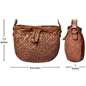 Leather Crossbody Bags for Women - Braided Boho Purse - Vintage Saddle Sling Bag (Brown, Medium)