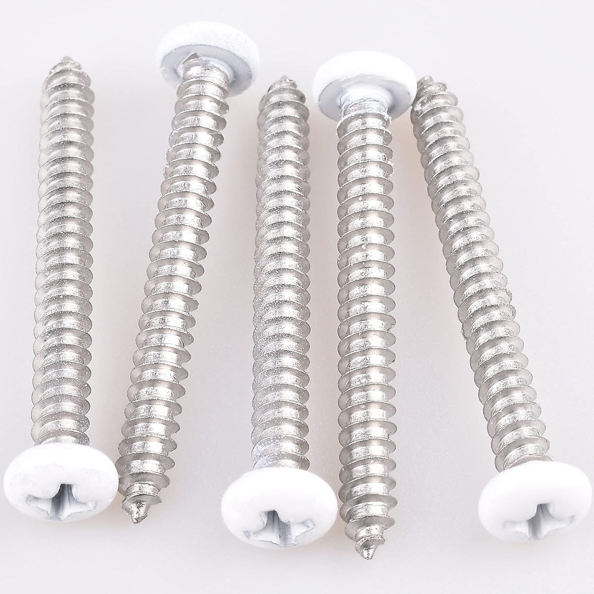 60 pcs # 8 X 1 1/2" White Screws White pan Head Machine Screws White rv Screws Twinfast Thread Cargo RV Zinc Plated Corrosion Resistance #2 Phillips Bit with Screw Bit