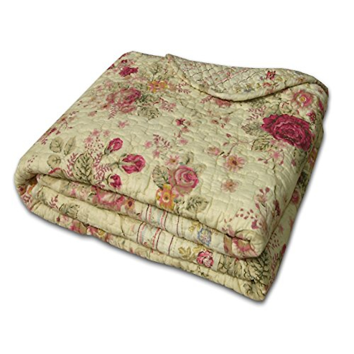 Greenland Home Antique Rose Throw Blanket, Full, Ecru & Blooming Prairie Throw Blanket, Full, Multi