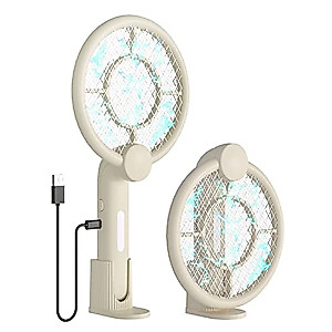 AICase 2 in 1 Foldable Portable Bug Zapper Racket,Rechargeable Fly Swatter with Trap Light,Compact Electric Zapper Indoor and Outdoor Use for Bedroom/Kitchen/Backyard/Porch…