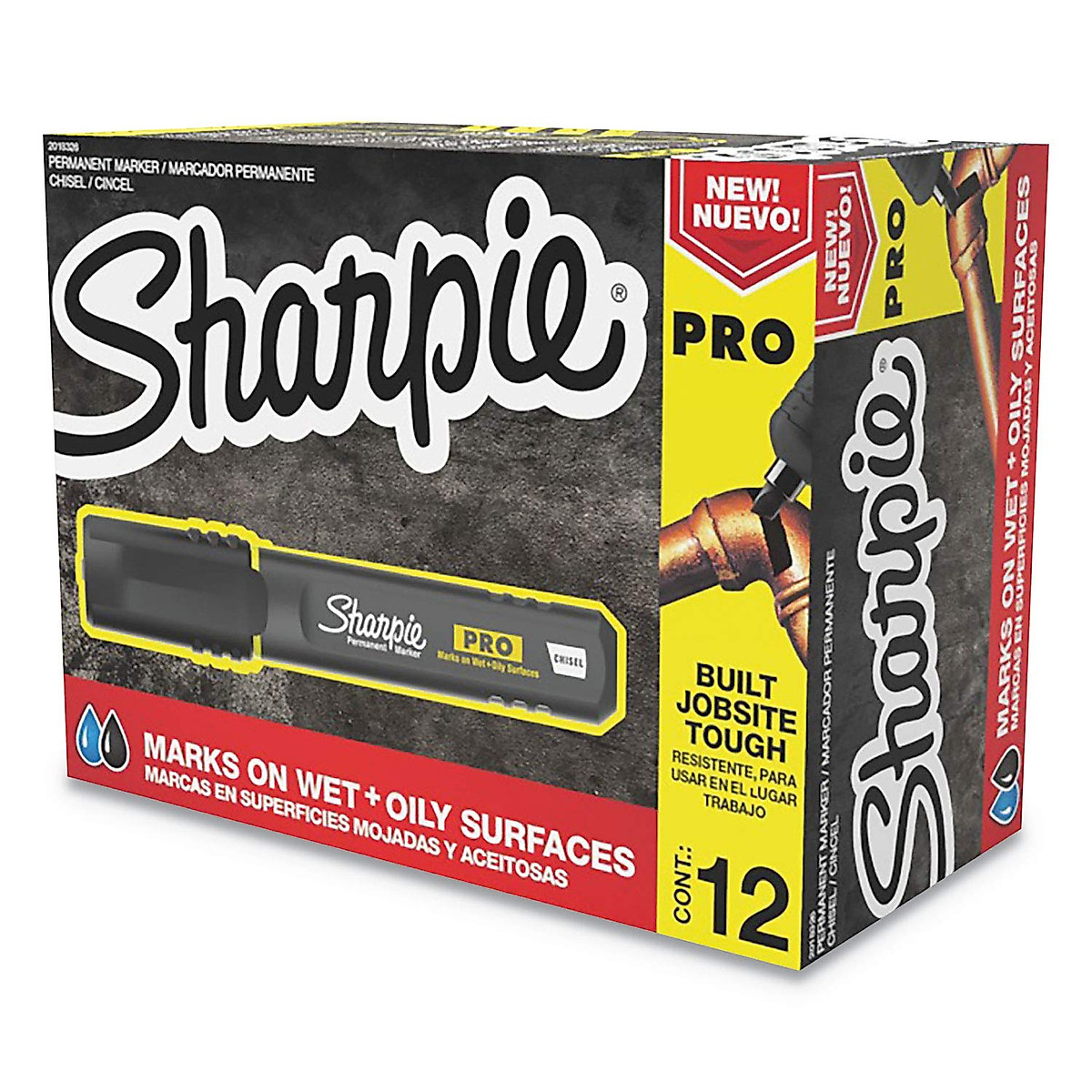 Sharpie Pro Permanent Marker, Medium, Chisel Tip, Black, 12 Count (2018326)