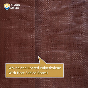 GUARD SHIELD Brown/Green Tarp 12x12 Feet Medium Duty Outdoor Waterproof Multi Purpose Poly Tarps Cover 7mil