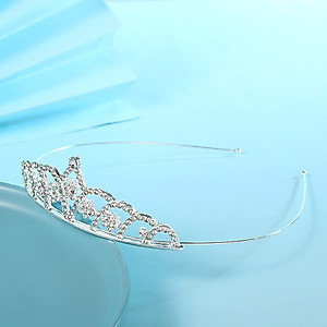 Gortin Crystal Tiara Crown Silver Princess Crown for Birthday Rhinestones Headbands Bride Wedding Headpieces