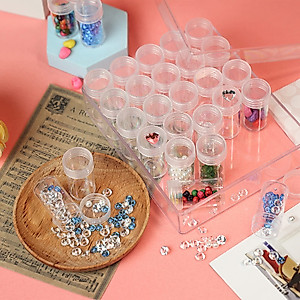 BigOtters Embroidery Diamond Storage Box, 30PCS Big Clear Plastic Bead Containers with Silicone Funnel for Jewelry Painting DIY Art Craft Rhinestones Sewing Cosmetic Nail Glitter Powder