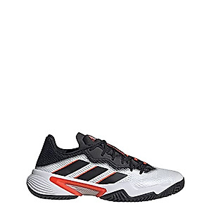 adidas Men's Barricade Tennis Shoe, White/Core Black/Solar Red, 9