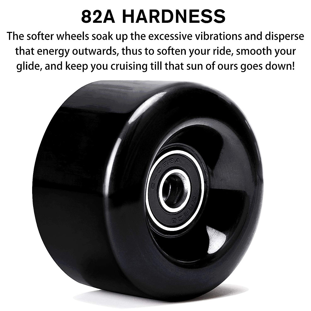 TOBWOLF 8 Pack 58mm x 32mm, 82A Outdoor Quad Roller Skating Wheels, PU Wear-Resistant Wheels Replacements Double-Row Roller Skates Accessories