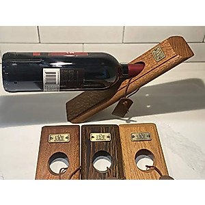 A&E Millwork LTD Mahogany Edge Grain Self-Balancing Wine Bottle Holder, Bottle Opener