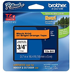 Genuine Brother 3/4" (18mm) Black on Bright Orange TZe P-touch Tape for Brother PT-2030VP, PT2030VP Label Maker