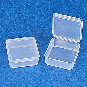 BENECREAT 24 Pack Square Frosted Clear Plastic Bead Storage Containers Box Case with Lids for Items,Pills,Herbs,Tiny Bead,Jewerlry Findings, and Other Small Items - 1.53x1.53x0.63 Inches
