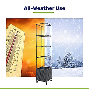 LINEX Raised Garden Bed Planter Box with Trellis, 56.7” Tomato Planters for Climbing Plants Vegetable Vine Flowers Outdoor Patio, Tomatoes Cage w/Self-Watering & Wheels