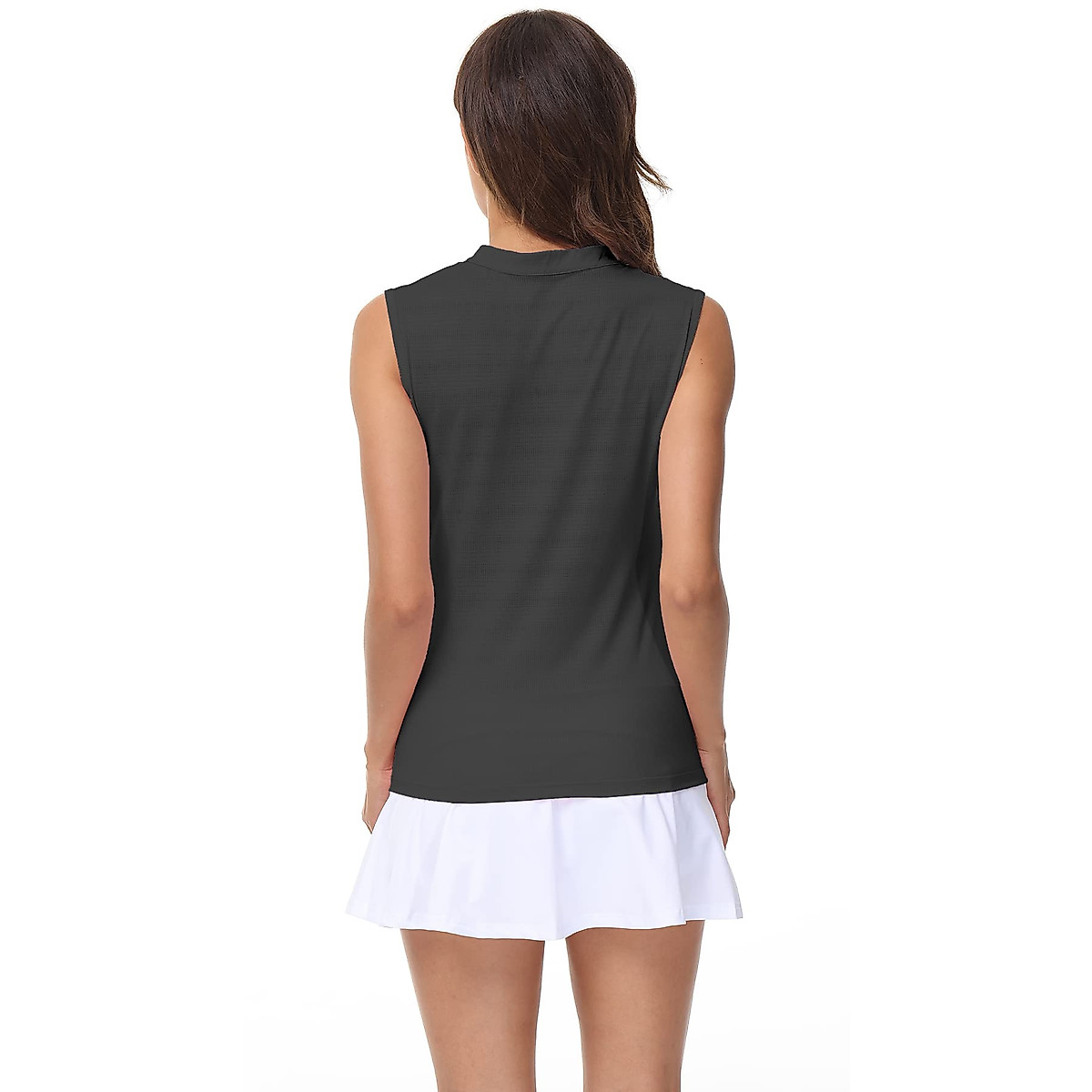 TrendiMax Women's 2 Pack Golf Shirts Sleeveless V Neck Tennis Polo Shirt Quick Dry Athletic Workout Tank Tops