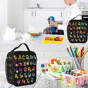 PrelerDIY Cute Animals alphabet Lunch Box - Insulated Lunch Bags for Women/Men/Girls/Boys Detachable Handle Lunchbox Meal Tote Bag