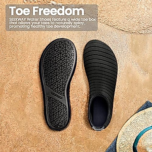 SEEKWAY Water Shoes Women Men Adult Quick-Dry Aqua Socks Barefoot Non Slip for Beach Swim River Pool Lake surf Black SK002(U) 8.5-9.5 Women/7.5-8.5 Men