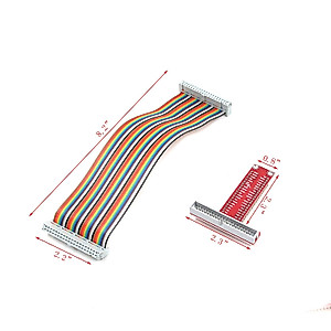 Quluxe 2 Set RPi GPIO Breakout Expansion Board + Ribbon Cable + Assembled T Type GPIO Adapter FC40 40pin Flat Ribbon Cable for Raspberry Pi B+ Kit