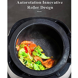 RESKIU Automatic Cooking Machine,2000W 6L auto Cooking Wok Fried Rice Machine,One-Click Smart Start, Three Speed Adjustable,360 ° Automatic Rotation, for Stir Frying,Stewing,Cooking