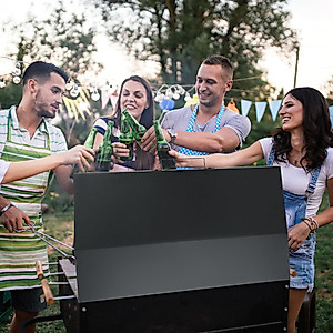 Kojem Hinged Lid Griddle Cover Compatible with 28 inch Blackstone Griddle with Rear & Right Grease Collection Steel Powder Coated Black