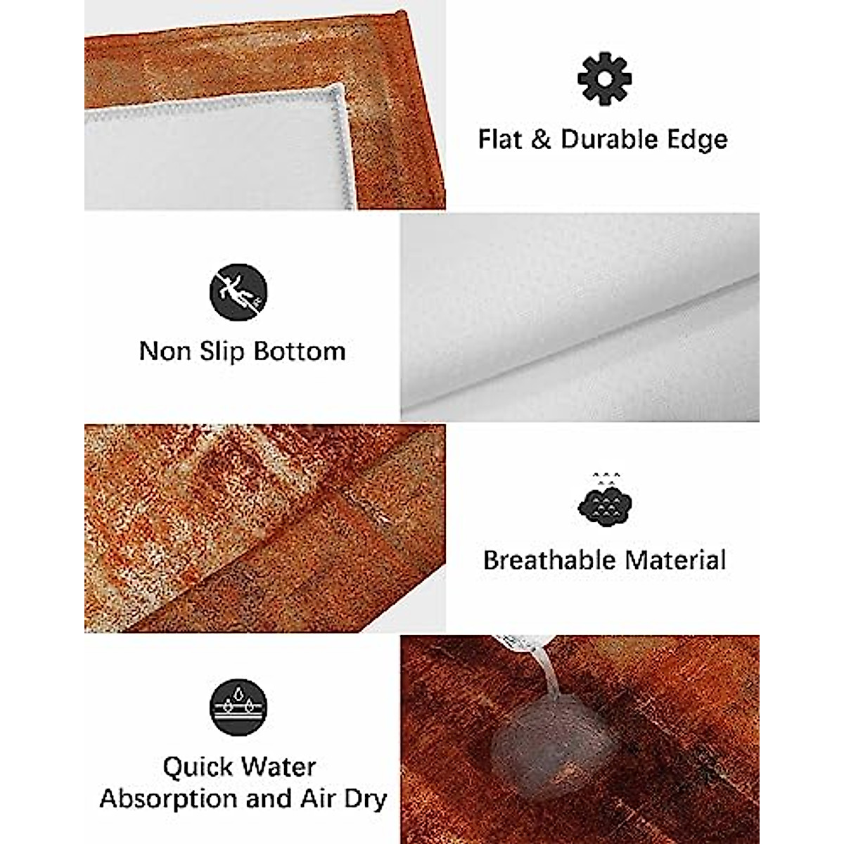 Burnt Orange Outdoor Rug for Patio/Deck/Porch, Modern Geometric Non-Slip Large Area Rug 5 x 8 Ft, Abstract Art Oil Painted Indoor Outdoor Rugs Washable Area Rugs, Reversible Camping Rug Carpet Runner