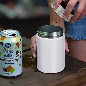 Tahoe Trails Stainless Steel 12oz Vacuum Insulated Can and Bottle Cooler | Double Wall Can Cooler For Cans and Bottles | Copper Plated Can Chiller and Metal Cooler | White