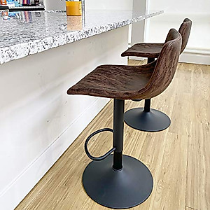 SUPERJARE Bar Stools Set of 4 - Adjustable Barstools with Back and Footrest, Counter Height Bar Chairs for Kitchen, Pub - Retro Brown