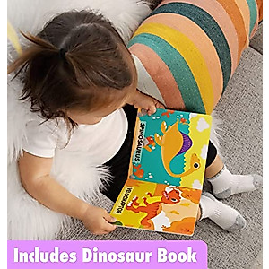 Pidoko Kids Wooden Baby Walker - Toys for 1 Year Old Boy Girl - Push Walker Toy for Babies - Includes Dinosaur Cart, 36 Pcs Building Blocks, Stacking Cups and Book - Learning Walker for Toddlers Gifts