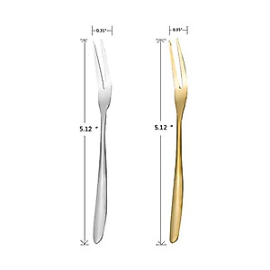 50PCS Stainless Steel Two-tine Fork Tasting Appetizer Forks Portable Cocktail Salad Fruit Forks for Eating Cakes Fruits Salads Used in Weddings Festivals Birthdays Housewarming