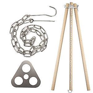 SI FANG Camping Tripod Grill Board, Turn Branches into Campfire Tripod, Radiate Portable Stainless Steel Campfire Support Board with Adjustable Chain for Hanging Cookware Outdoor Camp Tripod Cooking