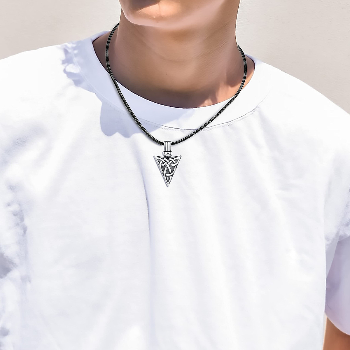 MANBU Sterling Silver Urn Necklace for Men: Arrowhead Memorial Pendant Cremation Ash Jewelry Bereavement Keepsakes Gift for Loss of a Loved One (style 4)