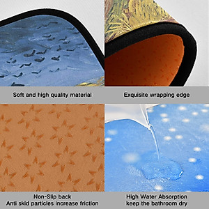 ALAZA Oil Painting Van Gogh 2 Piece Kitchen Rug Floor Mat Set Runner Rugs Non-Slip for Kitchen Laundry Office 20" x 28" + 20" x 48"