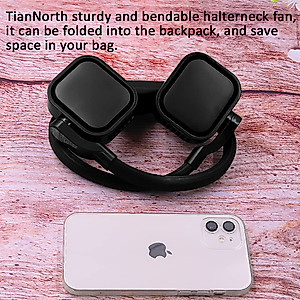 TianNorth Neck Fan 4000mAh with 3 Wind Speeds USB Rechargeable,Hands-Free Portable Personal Fan for Home, Office, Travel, Sport, Outdoor Activities (Black1)