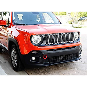 iJDMTOY Red Track Racing Style Tow Hook Ring Compatible With Jeep 2015-up Renegade Latitude, Sport, Limited models (Except Trailhawk), Made of Lightweight Aluminum