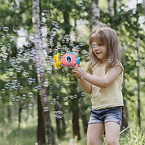 DINOSOLA Bubble Machine Gun Fubbles Bubbles for Toddlers Bazooka Bubble Gun Summer Fun for Party Birthday Gift for 3 4 5 6 7 8 Years Old Boys and Girls