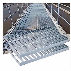 Galvanized Steel Drain Grate and Frame, Two Outdoor Drain Cover, Durable Heavy Duty Channel Grate, Sewer Grate, for Work Platform, Construction Site, Car Wash Room