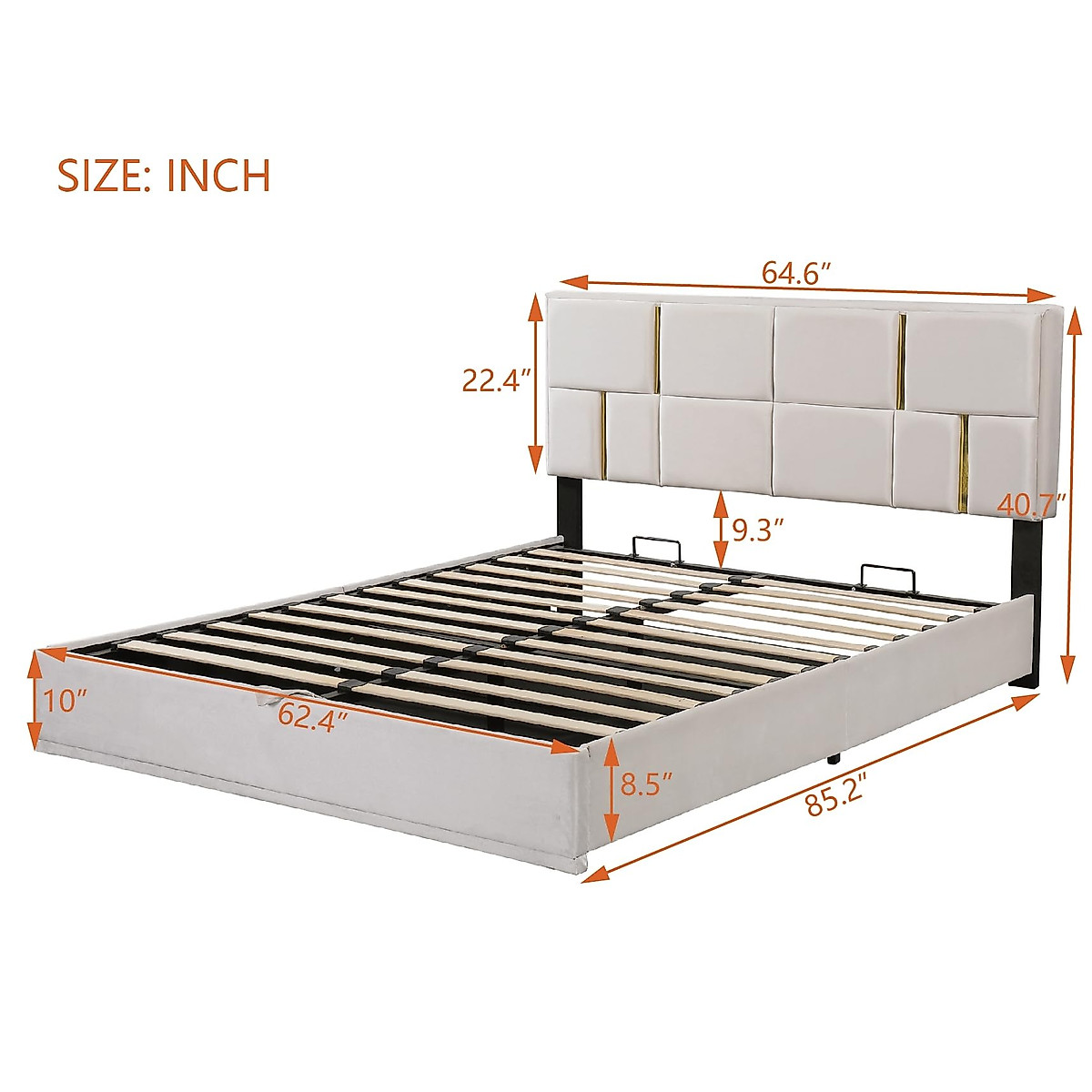 Anwickhomk Lift Up Storage Bed Queen Size Modern Upholstered Platform Bed with Headboard Wood Bed Frame with Hydraulic Storage System,Noiseless No Box Spring Needed, Easy Assembly (White)