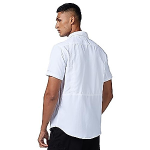 Columbia Men's Silver Ridge 2.0 Short Sleeve Shirt, UV Sun Protection, Moisture Wicking Fabric, White, Medium