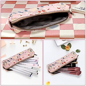 Oyachic Embroidery Pencil Case Flower Pencil Pouch Pen Box Pen Holder Organizer Bag Cosmetics Makeup for Office Supplies,pink