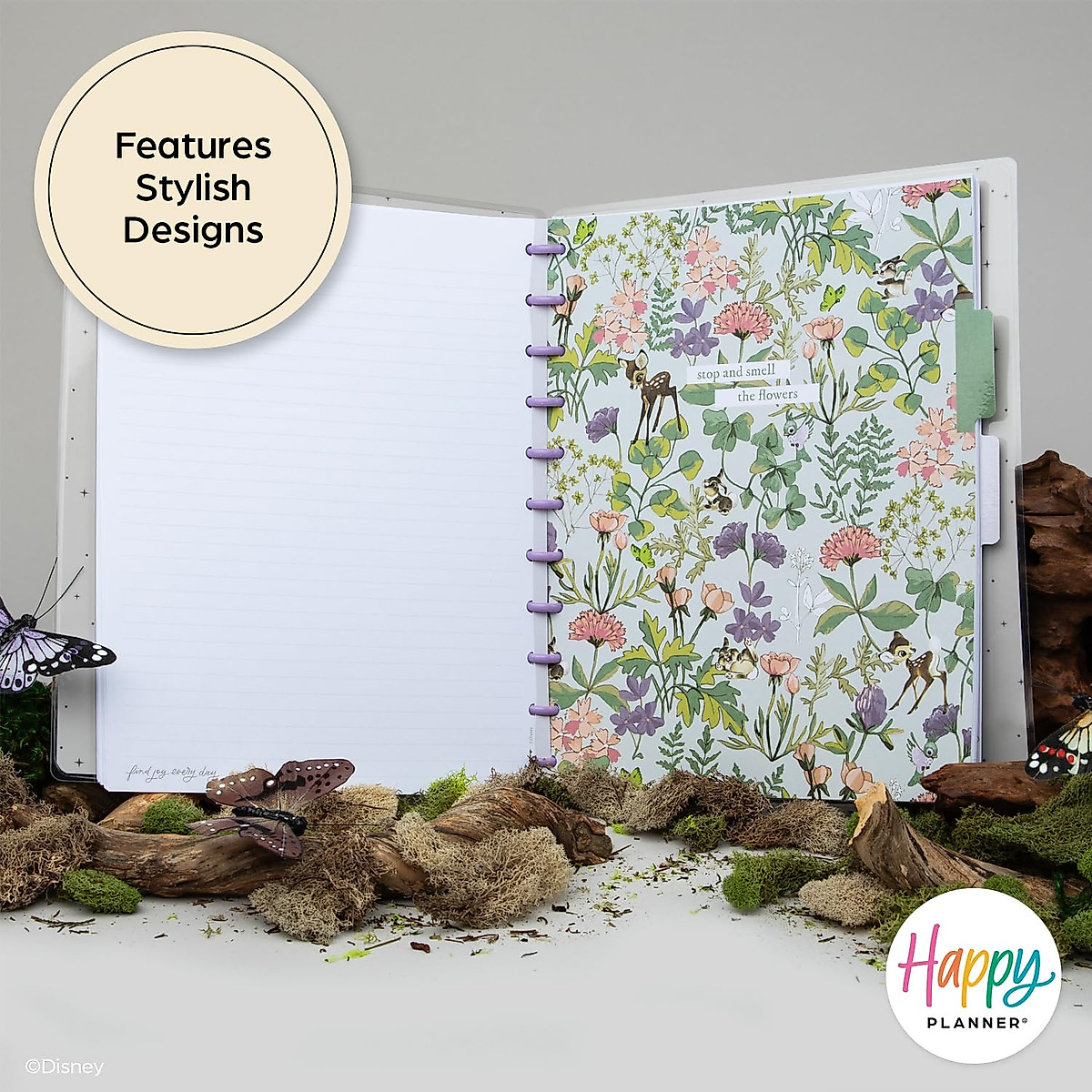 Happy Planner Disney Notebook Journal, Disc-Bound Notebook with Dividers and 60 Sheets of Dot-Lined Paper, Winnie the Pooh True to You Theme, Big Size, 27.94 cm x 21.59 cm (11" x 8 1/2")