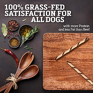 Buffalo Range Rawhide Dog Treats | Healthy, Grass-Fed Buffalo Jerky Raw Hide Chews | Hickory Smoked Flavor | Jerky Twist, 40 Count