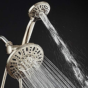 AquaDance 7" Premium High Pressure 3-Way Rainfall Combo with Stainless Steel Hose – Enjoy Luxurious 6-setting Rain Shower Head and Hand Held Shower Separately or Together – Brushed Nickel Finish