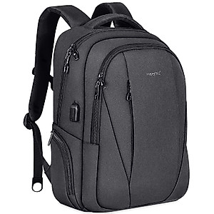 TIGERNU Laptop Backpack, Business Slim Anti-theft Backpacks with USB Charging Port, Water Resistant College Bookbag with Laptop Compartment for Men Work, Fits 15.6 Inch Laptop and Notebook, Black