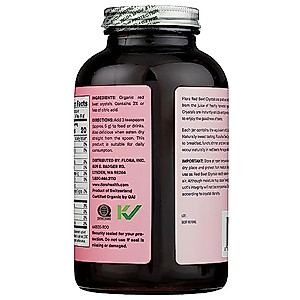 Flora - Organic Red Beet Crystals, Energizing Superfood, Nitric Oxide Booster, Vegan, Equals 5.5 lbs. of Red Beets, Pressed from Fresh Harvested Organic Beets, 7-oz. Powder
