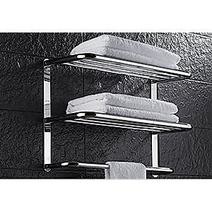 24 Inch Bathroom Shelf 3-Tier Wall Mounting Rack with Towel Bars
