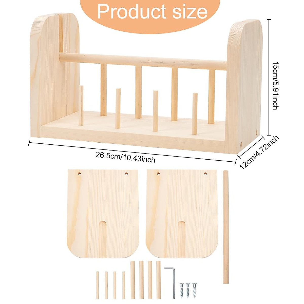 INFUNLY Wooden Spools Sewing Storage Yarn Holder for Crocheting Rotating Yarn Spool Holder Horizontal Wooden Yarn Holder Dispenser Multifunctional Beech Thread Rack Organizer for Crochet and Knitting