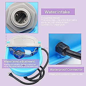 PAULOZYN Automatic Heated Livestock Waterer Dog Water Bowl Trough Animals Outdoors Winter Water Dispenser for Chicken Pet Cattle Horse Pig Cow Goat Sheep, with Float Ball Valves Plastic