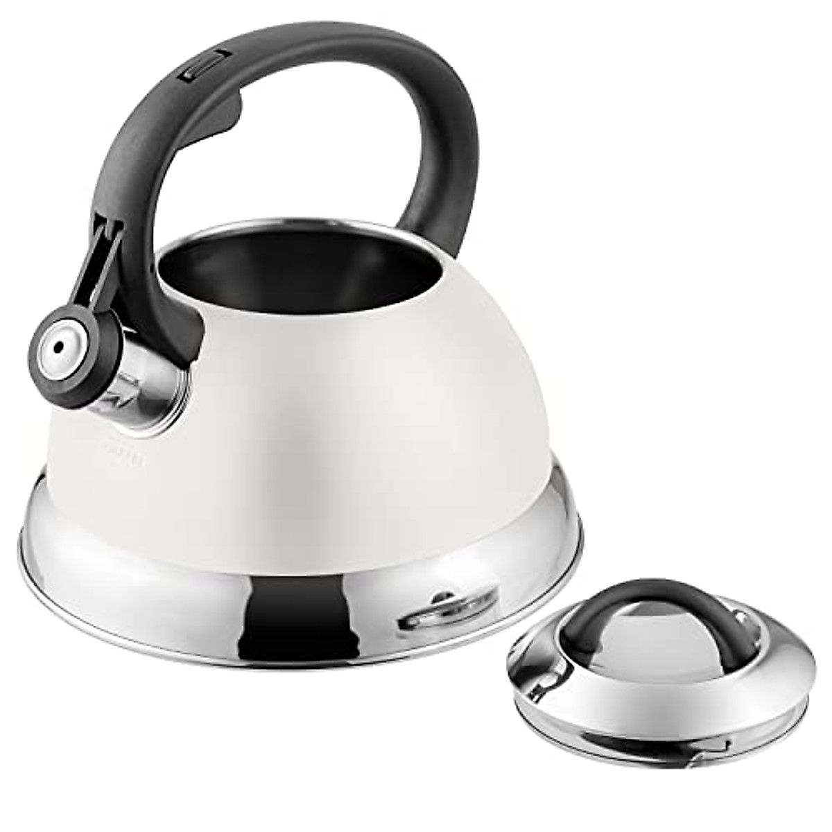 Mr. Coffee Flintshire Stainless Steel Whistling Tea Kettle w/ Nylon Handle, 1.75-Quart, Linen