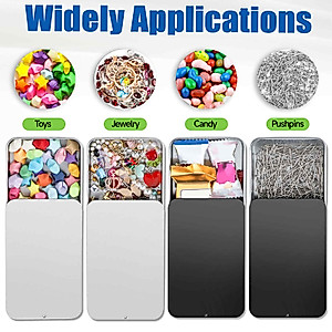 JJUNW 4 PCS Mini Metal Tin Box, Metal Slide Top Tin Containers, Containers Portable Box, Small Storage Container Kit with Lid for Storage Candies Jewelry Crafts